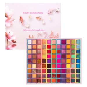 99 colors shimmer eyeshadow makeup palette for eyes- professional matte glitter long lasting rainbow eye shadow - high pigmented waterproof colorful powder for women