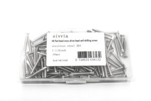 eivvia100pcs #8 * 1-1/4" flat head cross drive head, 304 stainless steel, flat head sheet metal screw self tapping screw swallowtail screw.…