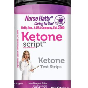 Nurse Hatty 80ct. Ketone Script Ketone Test Tests - URS-1K, and Perfect for Paleo & Adkins Diets - Reg. Length Strips.