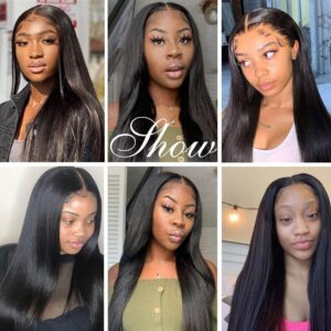 Feibin 13x4 Lace Frontal Closure 8 Inch Ear To Ear Free Part lace Closure Brazilian Silky Straight Frontal Human Hair Extension Pre-Plucked Frontal Closure Natural Black Color