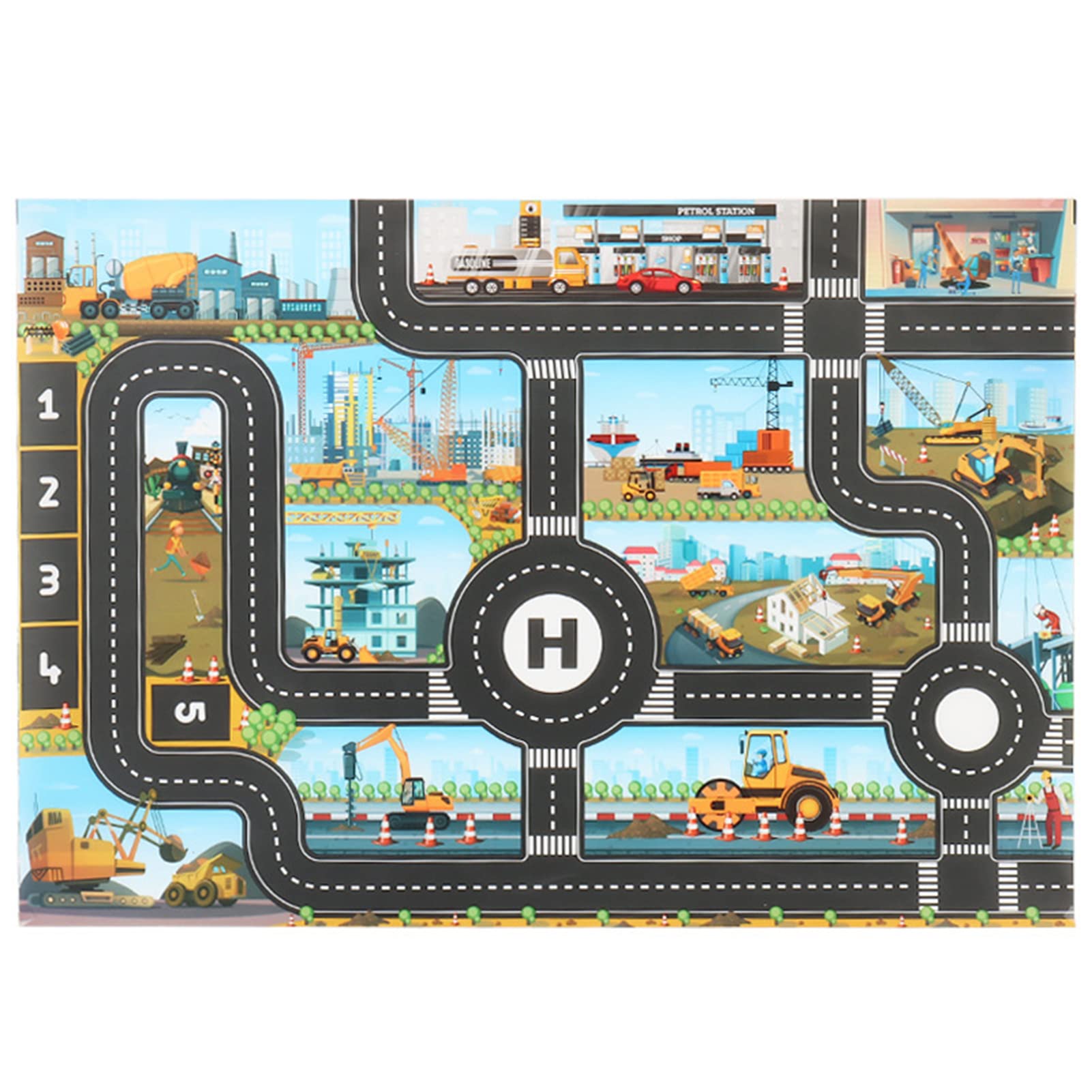 Gaweb Kids Game Play Mat Urban Construction Road Traffic Map Play Mat Rug 32X22 Inch Playmat Carpet for Children's Bedroom A 1