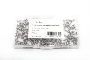 eivvia100pcs #8 * 5/8" flat head cross drive head, 304 stainless steel, flat head sheet metal screw self tapping screw swallowtail screw.…