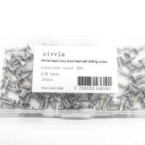 eivvia100pcs #8 * 5/8" Flat Head Cross Drive Head, 304 Stainless Steel, Flat Head Sheet Metal Screw self Tapping Screw Swallowtail Screw.…