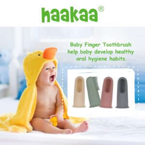 haakaa Baby Finger Toothbrush,Soft Food Grade Silicone,for Training Teething and Oral Cleaning,0 Months+, 2 Pack, Pea Green