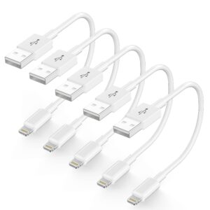 [apple certified] iphone charger 1 ft 5 pack, lightning to usb cable 1 foot, long fast iphone charging cables cord for iphone 13 pro max/12 mini/11/xr/xs/x/8/7/6/ipad pro/air/mini-1feet white