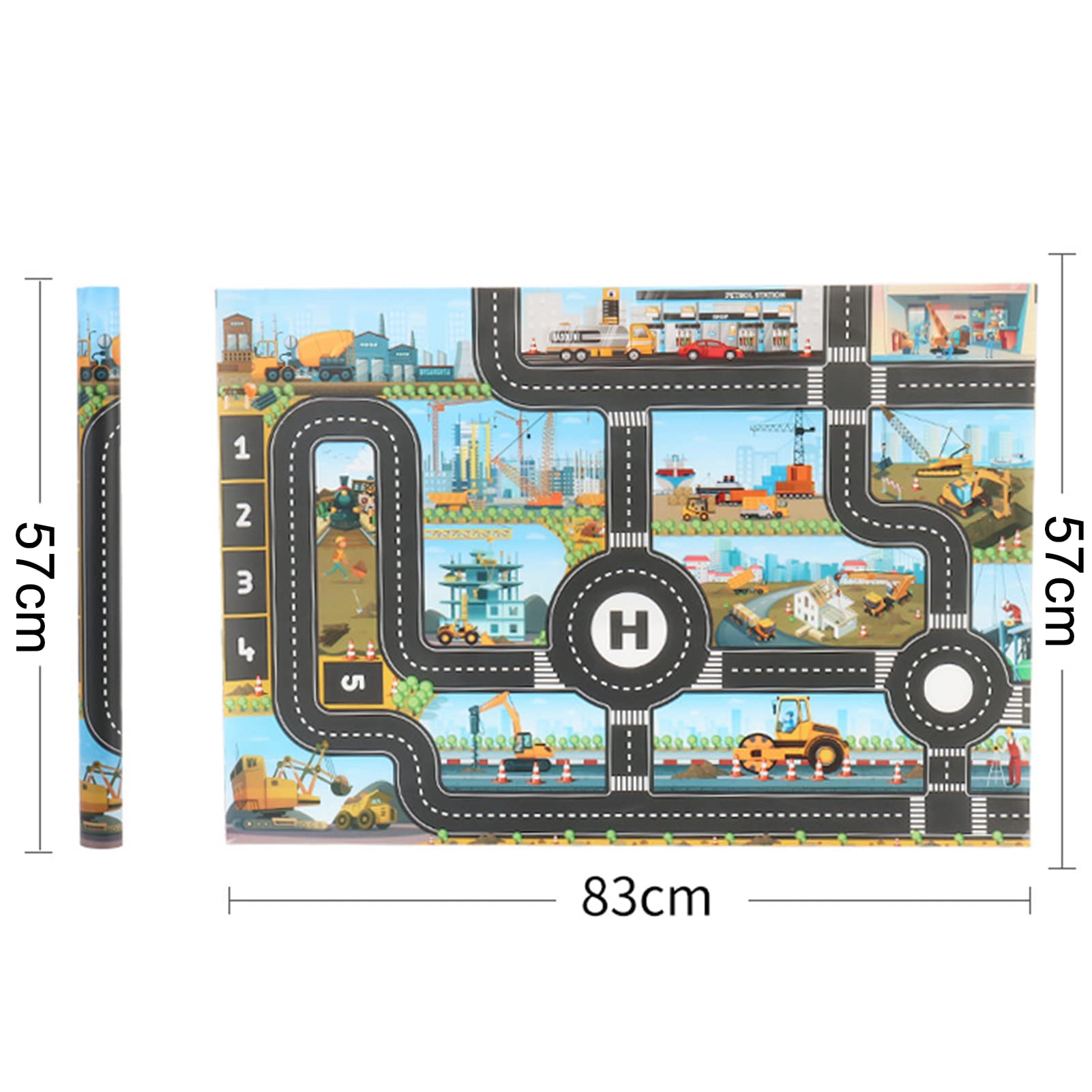 Gaweb Kids Game Play Mat Urban Construction Road Traffic Map Play Mat Rug 32X22 Inch Playmat Carpet for Children's Bedroom A 1