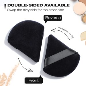 WSYUB 4Pcs Blender Puff Pure Cotton Face Soft Triangle Wedge Makeup Pad for Undereye Loose Mineral Body Powder, Black, Velour Sponge Makeup Tool