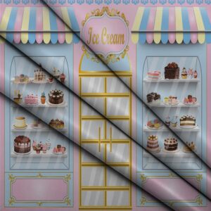 Ice Cream Parlor Shop Backdrop Summer Pink Sweet Candy Princess Girl Baby Shower Birthday Photography Background Doughnut Party Decoration Banner Photo Studio Booth Props 7X5FT CEM197B