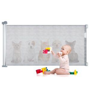 alobeby baby gate, retractable baby gate, pet gate, baby dog gates for doorways gates for kids or pets, extends to 60'' wide, extra gray kms-wl01 baby gate 2448