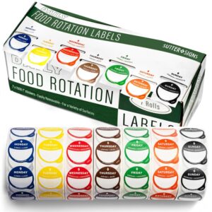 day dots food labels | 1" date dot stickers for food containers, 7000 labels with dispenser box