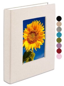 gpiral 8x10 blue linen photo album with 64 photos, acid-free and pvc-free