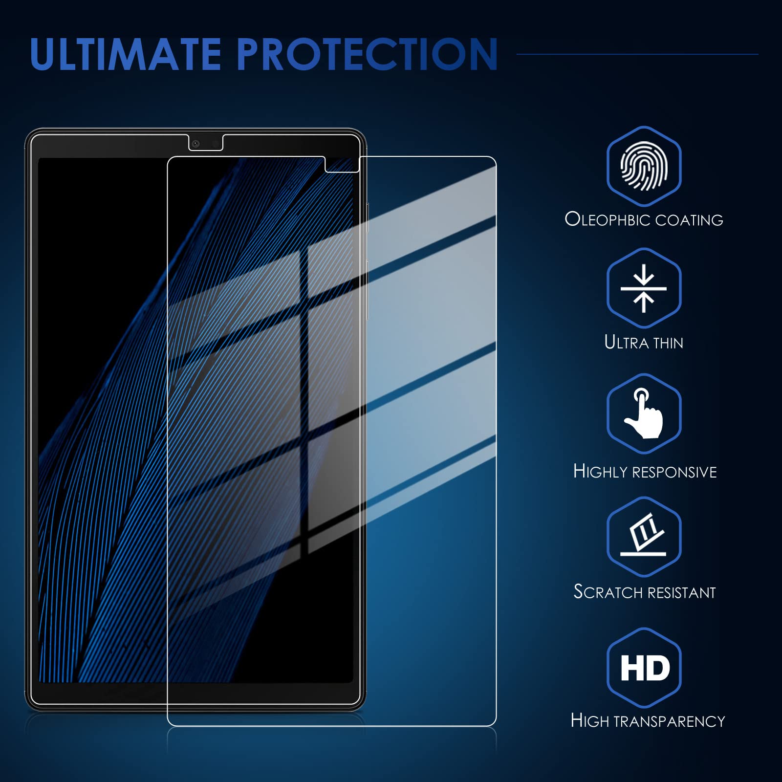 【2-PACK】DETUOSI Screen Protector for Samsung Galaxy Tab A7 Lite 8.7" 2021 (SM-T220/T227U/T225),Ultra-Clear/Case Friendly/Touch Sensitive/Bubble Free/Anti-Scratch Mica Galaxy Tab A7 Lite Tempered Glass