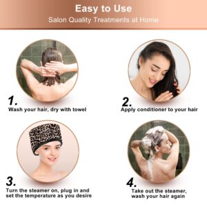 Heat Cap for Deep Conditioning, Ingeware Thermal Cap for Hair Steamer Cap for Natural Hair Portable Electric Heat Hair Spa Cap for Home Use Pattern (Leopard Print)