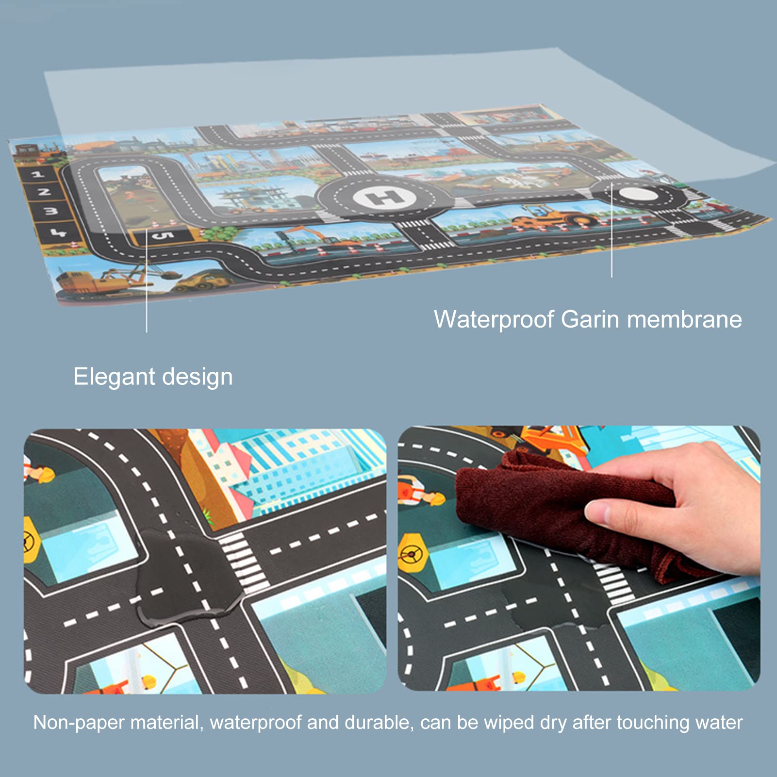 Gaweb Kids Game Play Mat Urban Construction Road Traffic Map Play Mat Rug 32X22 Inch Playmat Carpet for Children's Bedroom A 1