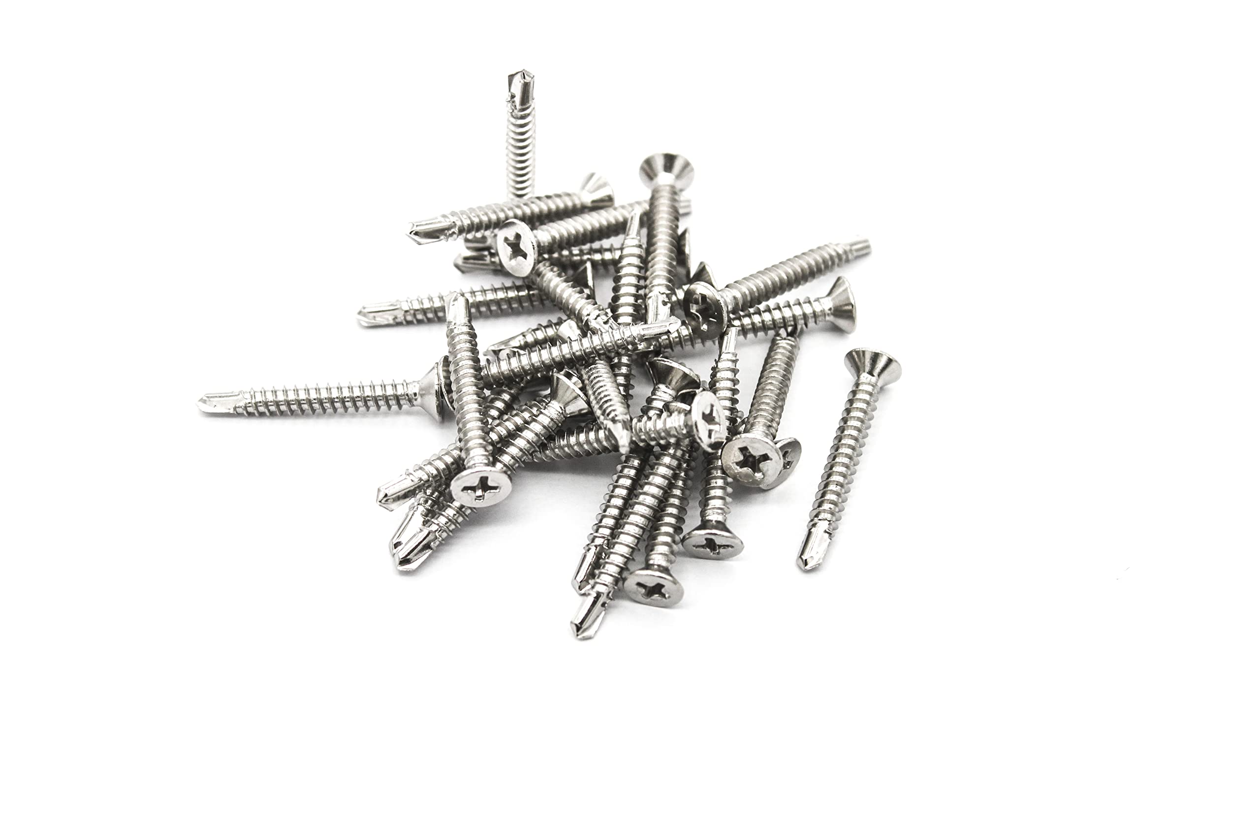 eivvia100pcs #8 * 1-1/4" Flat Head Cross Drive Head, 304 Stainless Steel, Flat Head Sheet Metal Screw self Tapping Screw Swallowtail Screw.…