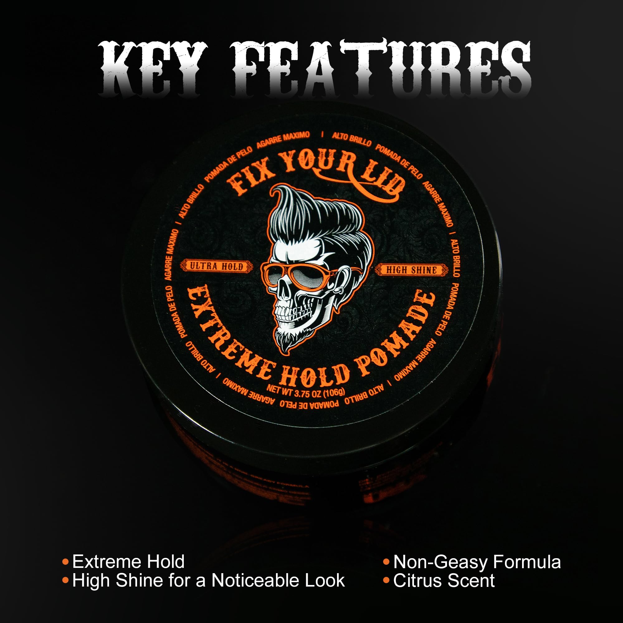 Fix Your Lid Extreme Hold Pomade for Men - Water Based Pomade with High Shine and Strong Hold - Match all Mens Hair Types & Styles - Easy To Wash Out - 3.75 oz