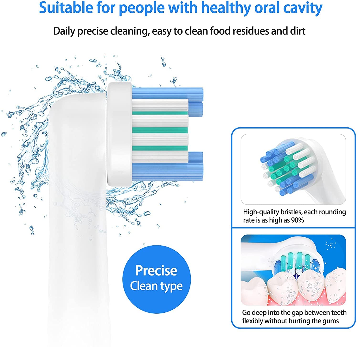 Replacement Toothbrush Heads for Braun, 8 Pack Clean Electric Brush Heads Compatible with Most Electric Toothbrush, Refill for 7000/Pro 1000/9600/ 5000/3000/ 8000 and More.