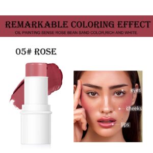 YXKJMN Multi Stick Blush Stick for Cheeks and Lips,Easy To Use On The Go, Blends Effortlessly, Sparkling Rose (05# Rose)