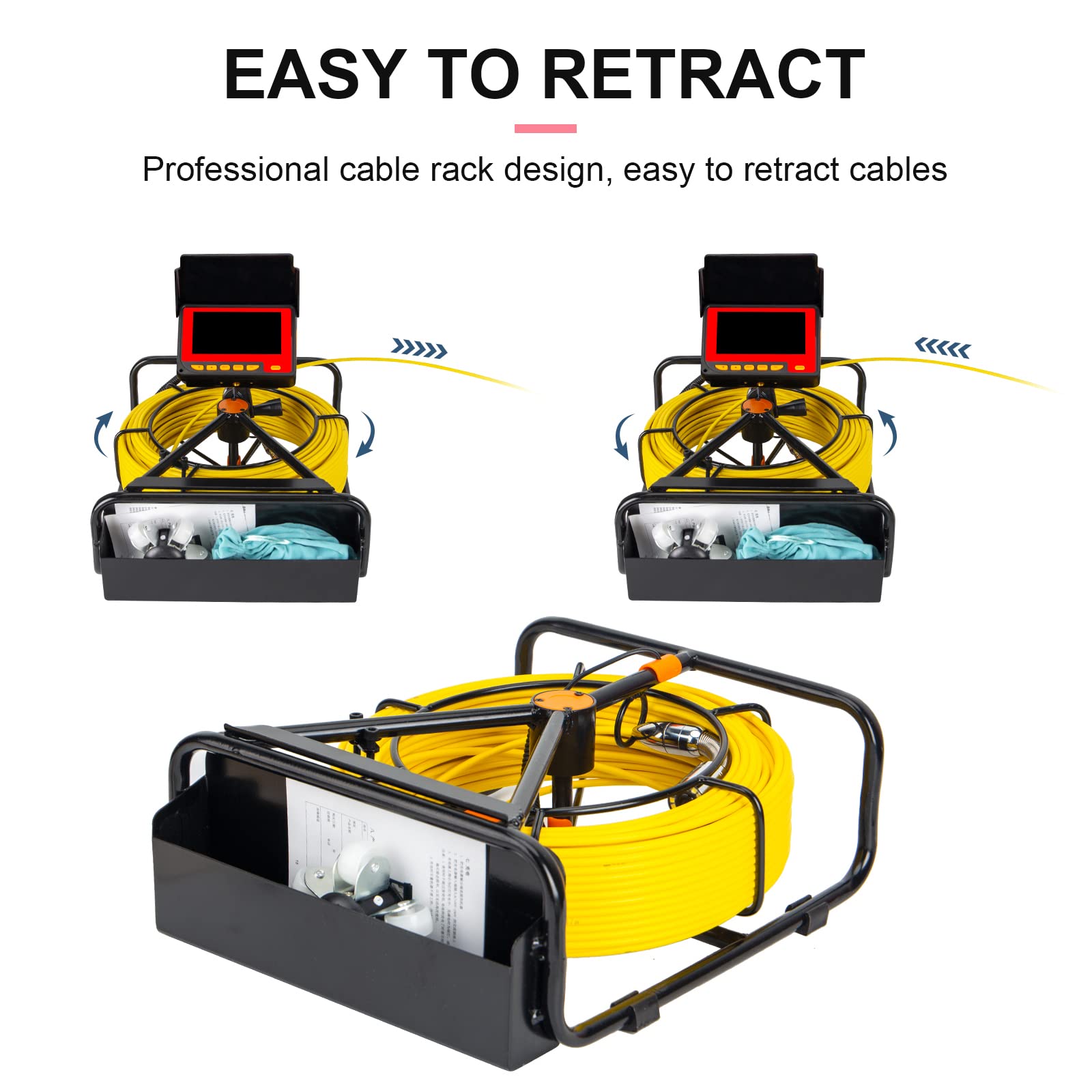 Sewer Camera,SYANSPAN 23MM Camera Head with 12LEDs Drain Camera 16GB TF Card with DVR Recording,8500mAh Battery Can Work for 12 Hours Waterproof IP68 Industrial Endoscope Camera (165FT/50M DVR)