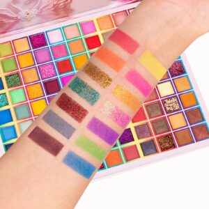 99 Colors Shimmer Eyeshadow Makeup Palette for Eyes- Professional Matte Glitter Long Lasting Rainbow Eye Shadow - High Pigmented Waterproof Colorful Powder for Women