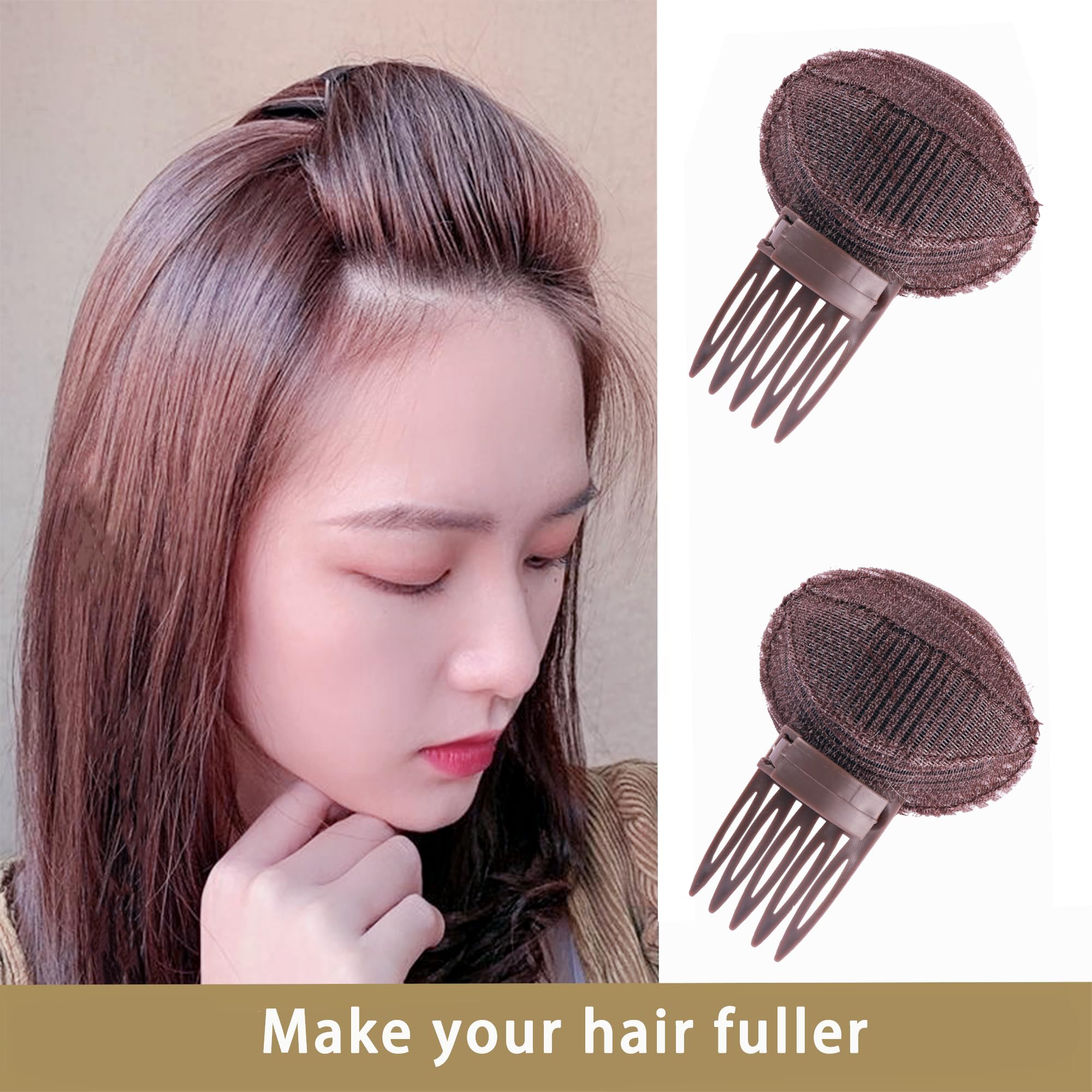 Hair Base Sponge Invisible Hair Clip Comb Volume Styling Insert Tool False Hair Pads Hair Extensions Accessories Brown (AA Brown)