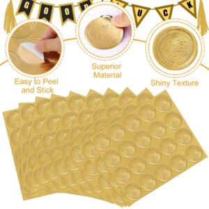 200 Pieces Embossed Graduation Cap Certificate Seals Gold Embossed Seals Grad Envelope Seal Stickers Foil Gold Certificate Stickers for Envelopes Diplomas Certificates Awards Graduation Invitation