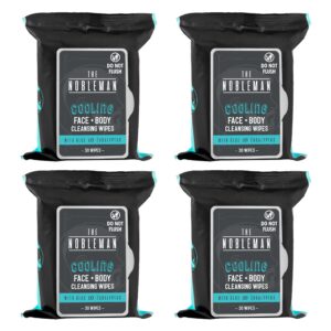 men's cooling face + body cleansing wipes - 4 pack - 120 count post workout travel towlettes