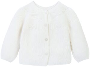 lilax baby girl knit sweater long sleeve cardigan (6-9 months, white)