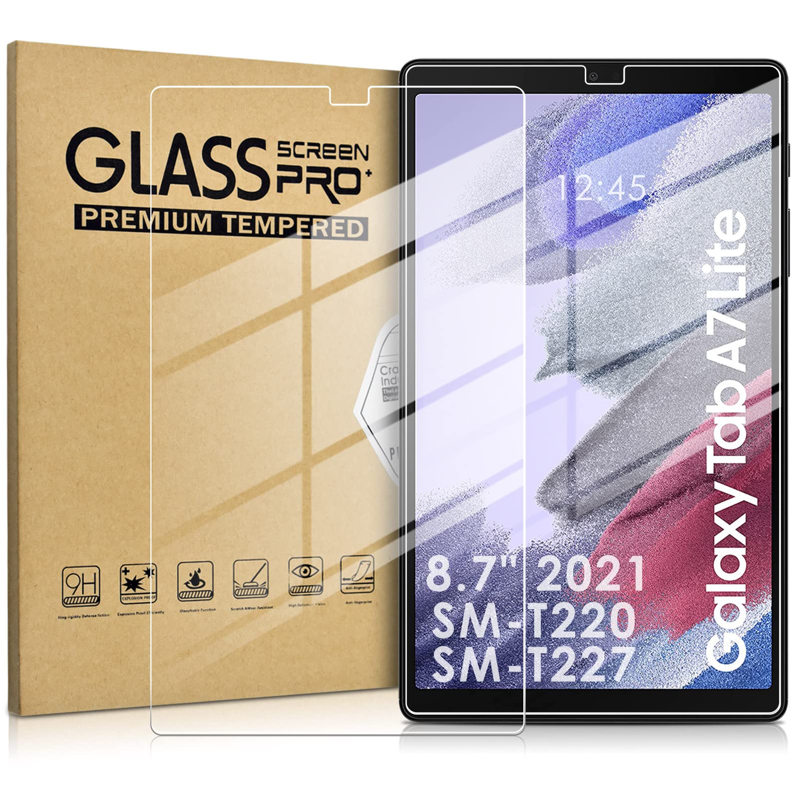 【2-PACK】DETUOSI Screen Protector for Samsung Galaxy Tab A7 Lite 8.7" 2021 (SM-T220/T227U/T225),Ultra-Clear/Case Friendly/Touch Sensitive/Bubble Free/Anti-Scratch Mica Galaxy Tab A7 Lite Tempered Glass