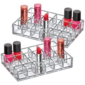 amazing abby - allure - 2-pack 24-slot acrylic lipstick organizer, lipstick holder, lip gloss organizer, cosmetic storage display, perfect storage solution for drawer, vanity, bathroom, and more