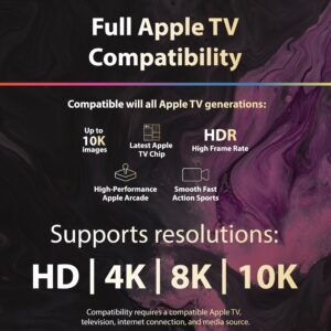 TotalMount Cinema Grade – Gold-Plated HDMI Cable for Apple TV – HD, 4K, 8K, and 10K – Full Apple TV Compatibility (6 Feet)