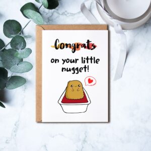 KrysDesigns Nugget Baby Card - Congrats On Your Little Nugget - New Baby Shower Newborn Chicken Nugget Tender Fast 5 x 7 inches T1EJWRTCKF 0