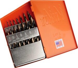 knkut 15 piece mechanics length step point drill bit set 1/16"-1/2" by 32nds