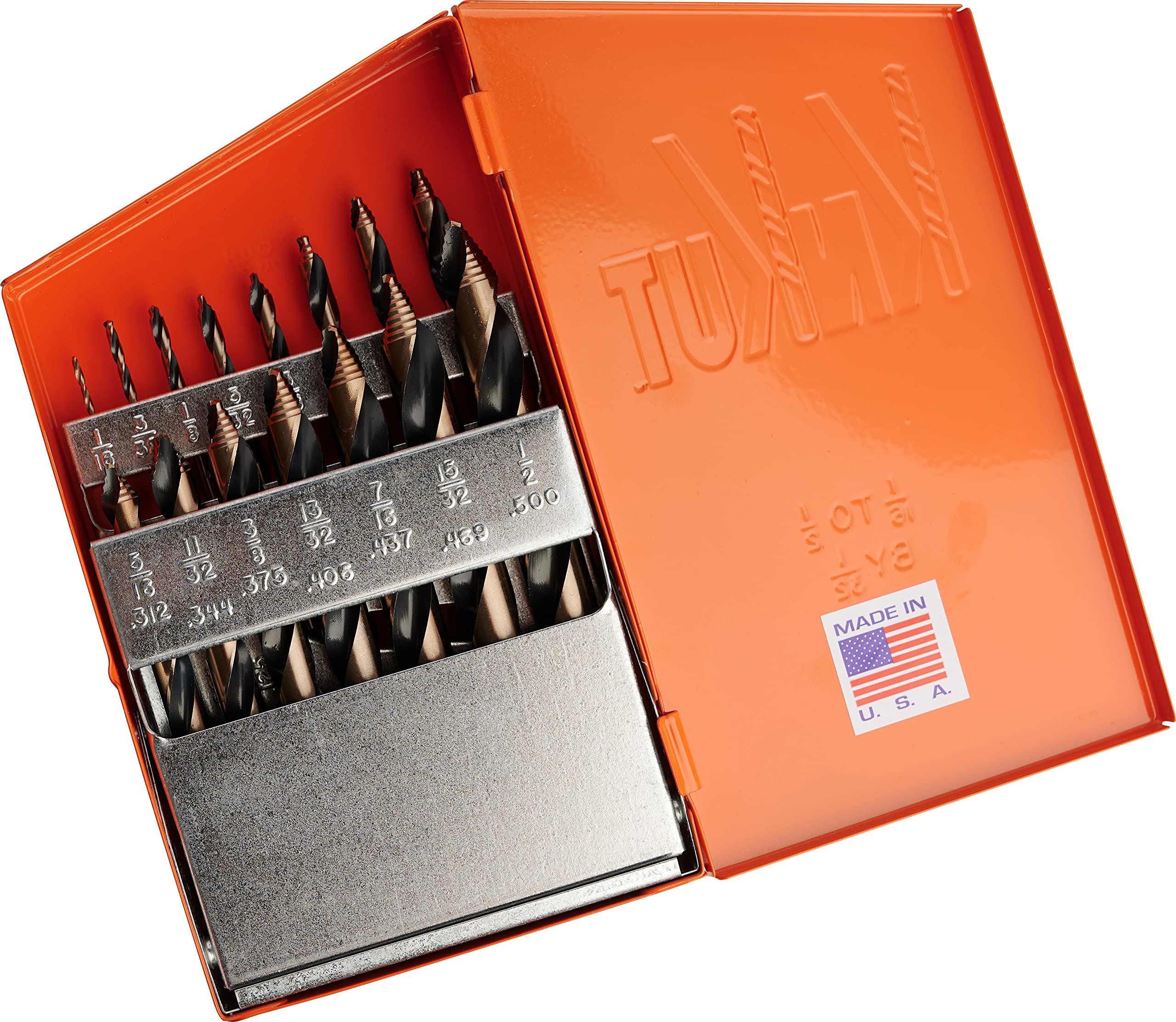 KnKut 15 Piece Mechanics Length Step Point Drill Bit Set 1/16"-1/2" by 32nds