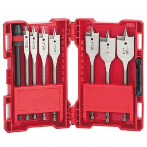 fortool 49-22-0175 8 piece universal flat boring set accessory for milwaukee replacement bit tools, for fast, easy wood boring