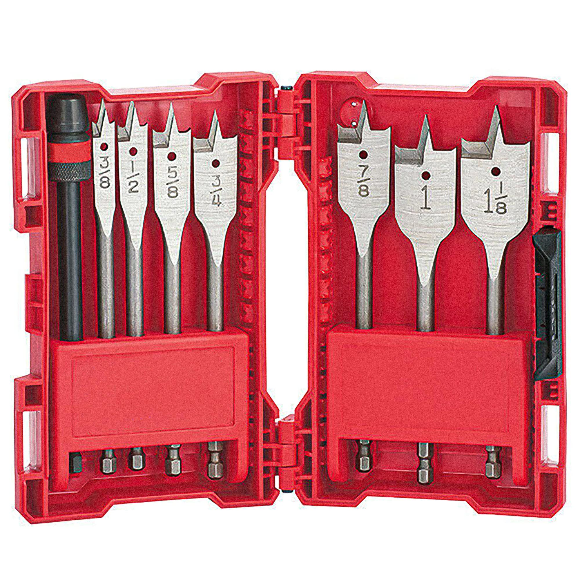 Fortool 49-22-0175 8 Piece Universal Flat Boring Set Accessory for Milwaukee Replacement Bit Tools, for Fast, Easy Wood Boring