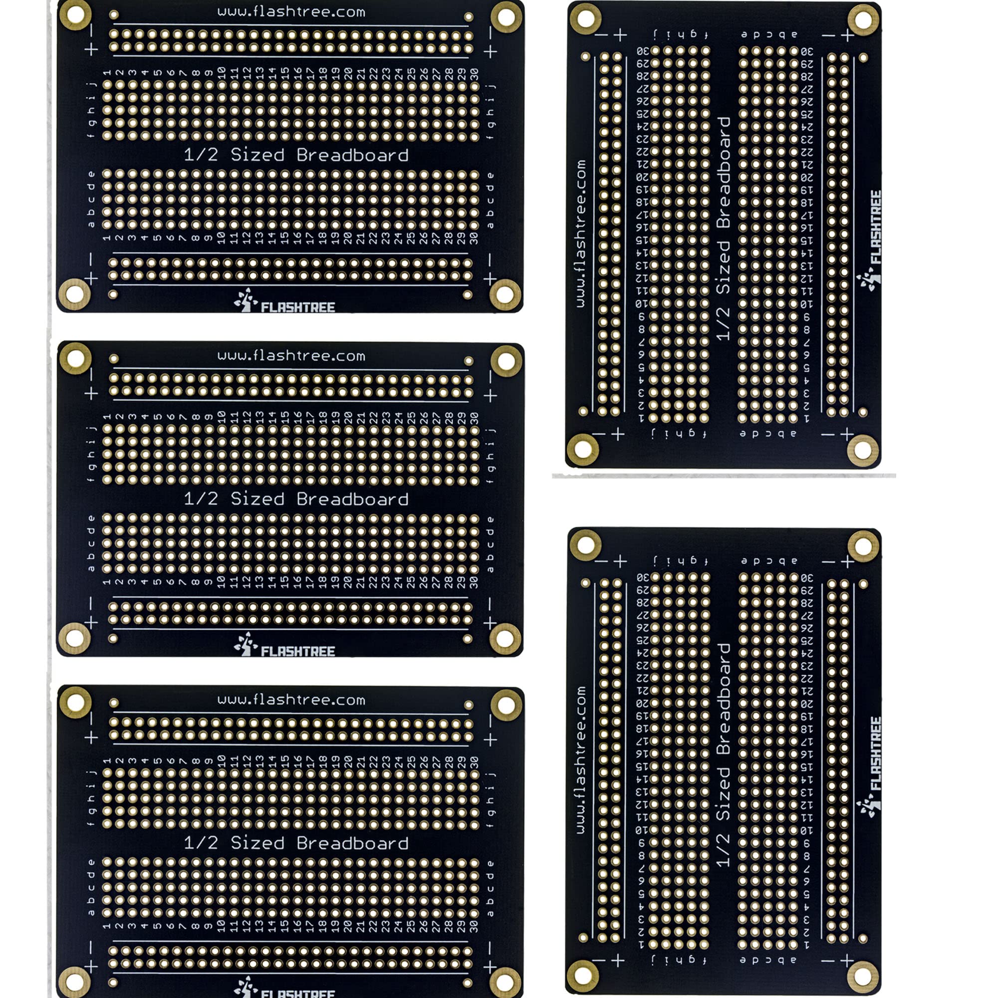 whiteeeen Solder-able or Less Breadboard Board Gold Plated Finish Proto Board PCB DIY Kit for Arduino (1/2 Solder-able (5pcs))