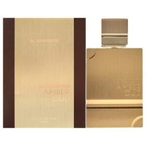 al haramain amber oud gold edition - arabian perfume for women and men - eau de parfum spray with notes of bergamot, melon, pineapple, amber, woody accord, and musk - 6.7 oz