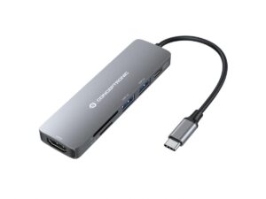 conceptronic donn11g multi-function 6-in-1 usb adapter hub usb-c to hdmi/usb-c pd/usb 3.0/usb 2.0/sd/tf multiport adapter