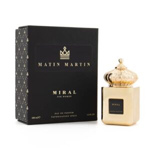 matin martin miral - oriental women perfume - arabian perfume for women with pear, jasmine, tonka - long-lasting, travel size womens perfume - 3.4 oz