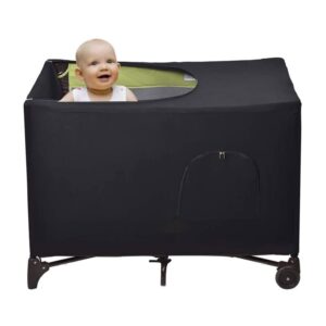 pack n play cover crib canopy cover, foldable baby bed cover with safety vents, portable crib sunshade for indoor outdoor black