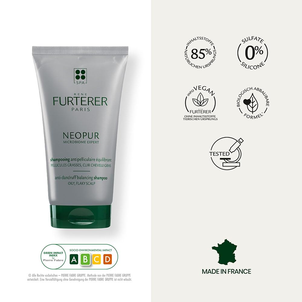 Rene Furterer NEOPUR Scalp Balancing Shampoo - For Oily Scalps Prone to Loose Dandruff - With Wild Ginger & Celery Seed - Dermatologist Tested - 5 fl. oz.