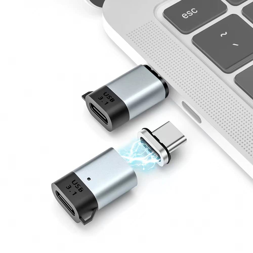 aucon USB C Magnetic Adapter 24 pin Straight 2 Pack PD 100W Fast Charging 10Gbs Data Transfer USB3.1