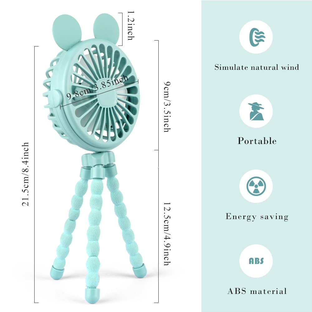 Keweis Stroller Fan Mini Handheld Octopus Fan Baby Fan with Flexible Tripod Wrapped on Stroller, Car Seat, Student Bed, Bike USB Rechargeable Fan, Desk Fan for Office and Baby Room or Outdoor