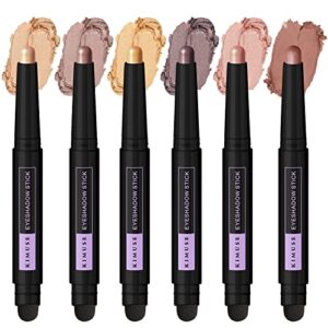 kimuse 6pcs shimmer cream eyeshadow stick,brightener eyeshadow pencil crayon,waterproof eye shadow stick sets with crease-proof, smudge-proof and long lasting eye shadow make up