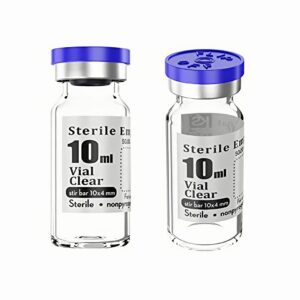 Biocomma 10pcs 10ml Sterile Empty Vial with Plastic Aluminum Flip Off Caps，Penicillin Bottle 20mm Crimp Top Sterile Transparent Borosilicate Lab Sample Vial (Transparent)