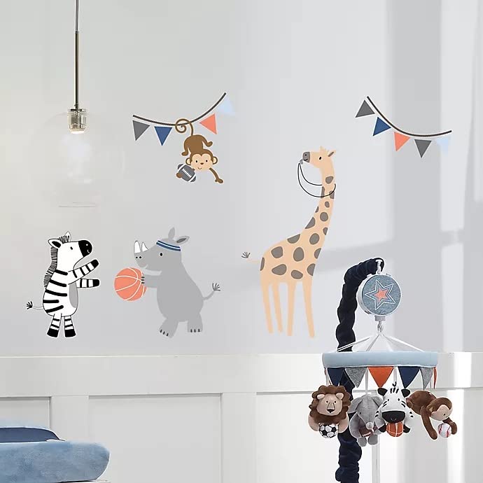 Lambs & Ivy Sports Fan 4-Piece Crib Bedding Set in Blue Safari Animals