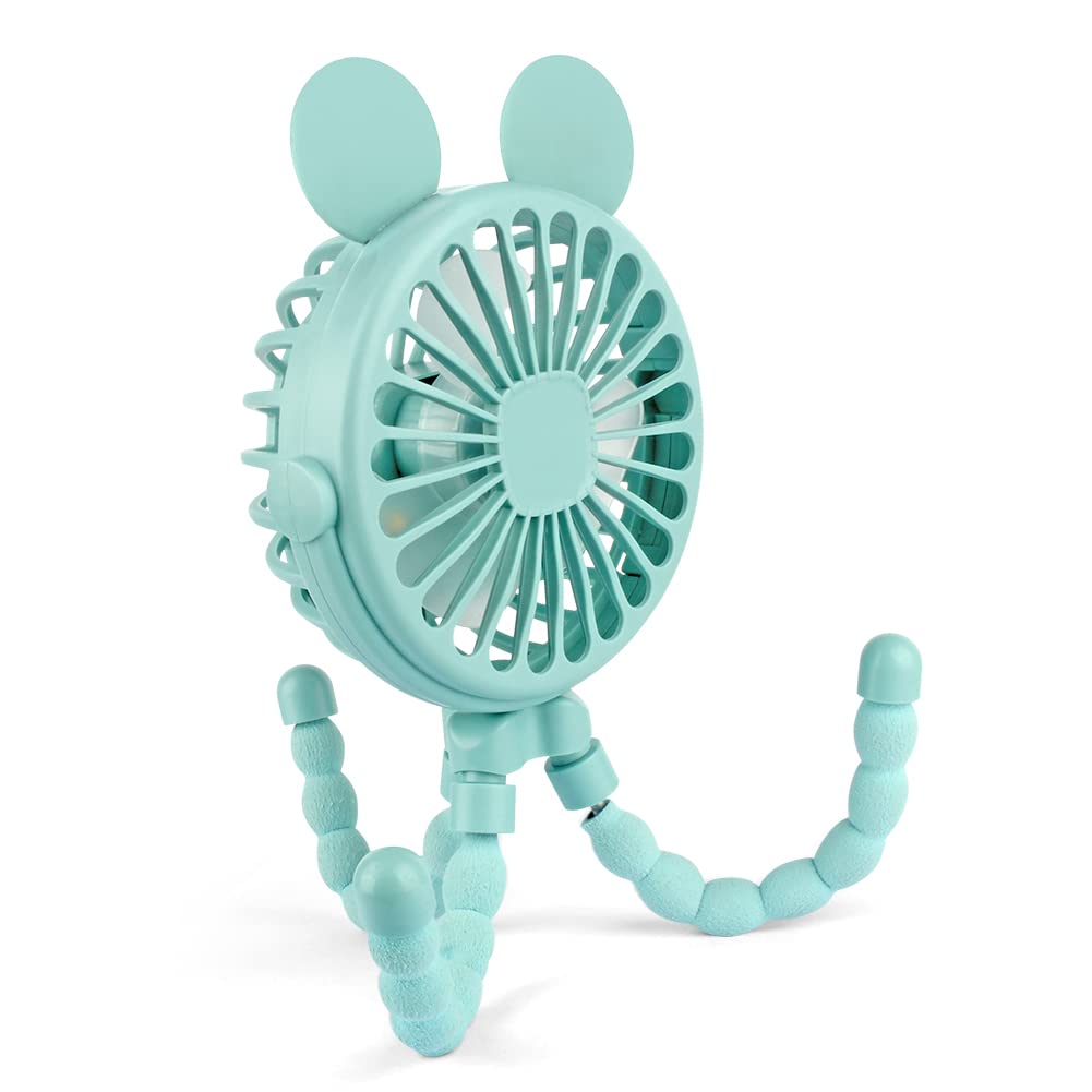 Keweis Stroller Fan Mini Handheld Octopus Fan Baby Fan with Flexible Tripod Wrapped on Stroller, Car Seat, Student Bed, Bike USB Rechargeable Fan, Desk Fan for Office and Baby Room or Outdoor