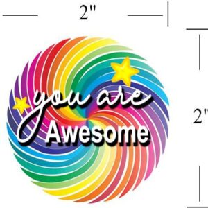 You are Awesome Sticker 2 inch Kudos Appreciation Stickers Colorful You Make a Difference Labels for Healthcare,Nurses,Gratitude Volunteers Nurses Teacher Business 500 pcs per roll