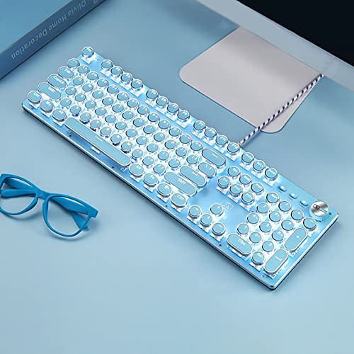 Yuanjay Gaming Keyboard Wired,Mechanical Keyboards Backlight,Retro Punk Style,Ergonomic,Plug and Play, for Desktop Gamer